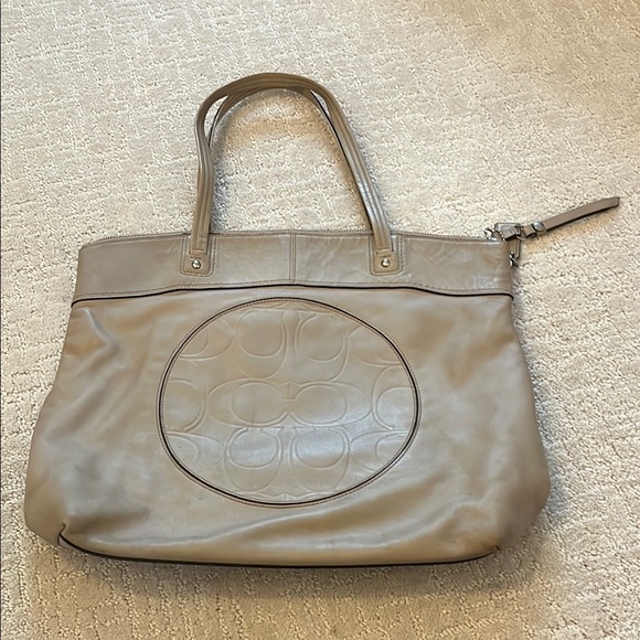 Coach | Bags | Coach Laura Taupe Leather Large Tote | Poshmark